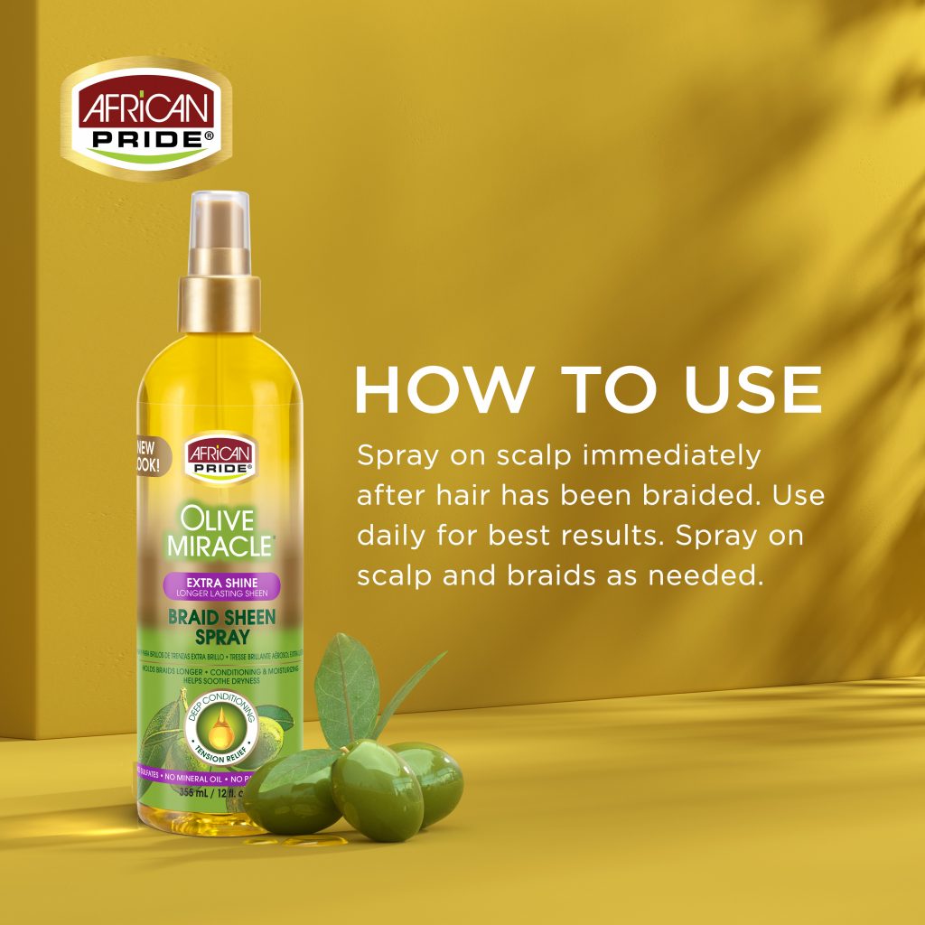 African Pride - Olive Miracle Braid Sheen Spray Extra Shine 12oz ...
